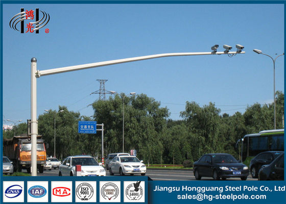 Security Telescoping CCTV Camera Pole Attachments Galvanized Steel Pole