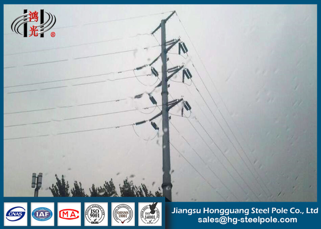 110KV Q235 Galvanized Steel Octagonal Electric Power Poles / Power ...