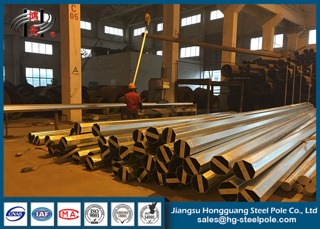 500KG Loads Galvanized Octagonal Steel Utility Electrical Power Pole ...