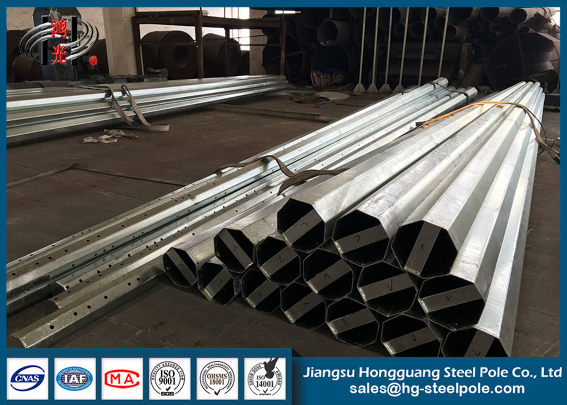 Octagonal Steel Street Lighting Pole , Tubular Electrical Utility Poles ...