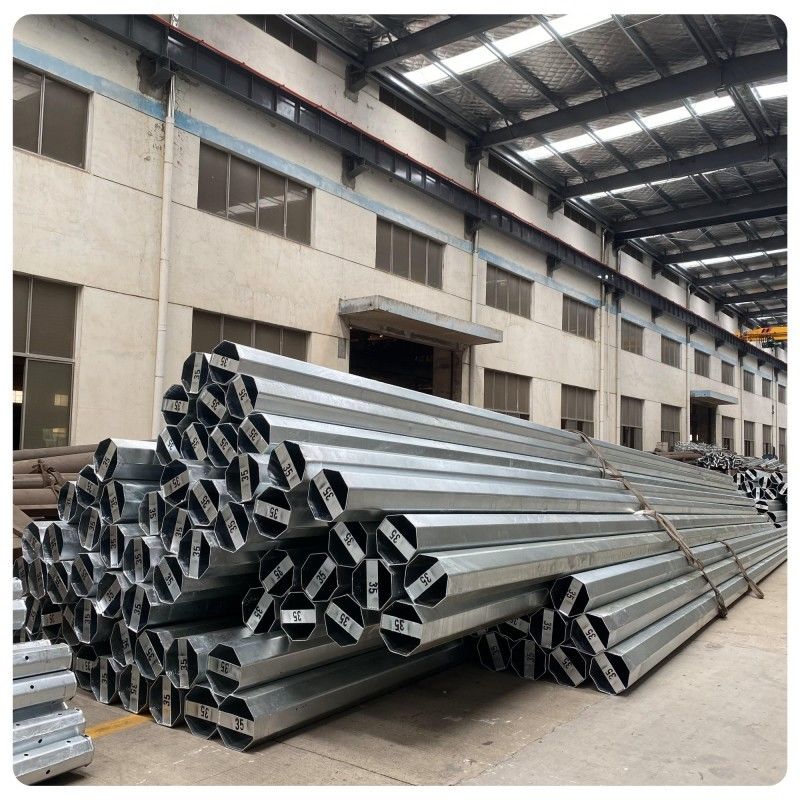 35FT Q355 Octagonal Hot Dip Galvanized Steel Pole For Electric ...