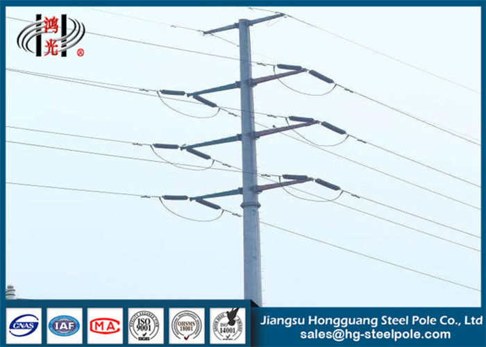 High Voltage 220KV Galvanised Electric Power Pole For Transmission Line ...