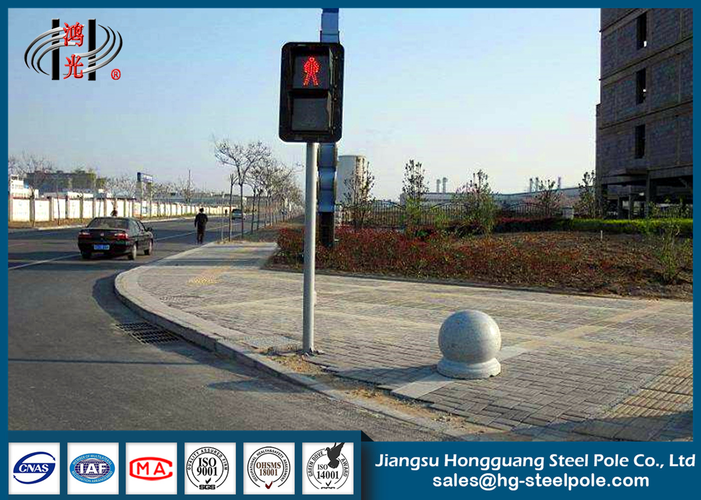 Hot Roll Steel Traffic steel light poles , Traffic Light Post for Crosswalk