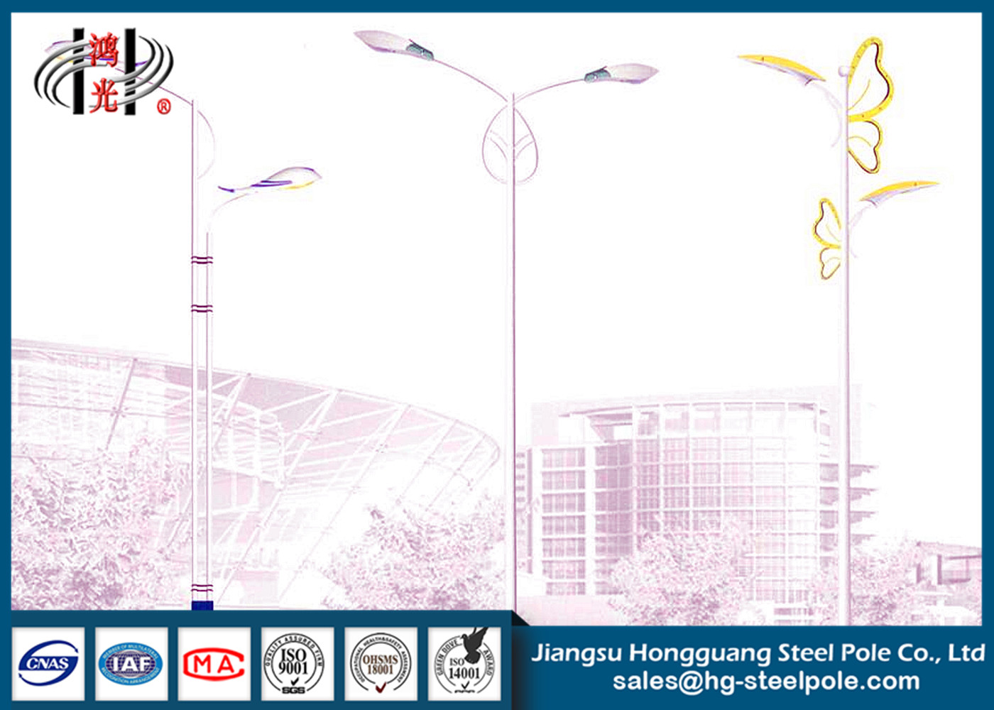 Q345 Steel Tapered Polygonal Road Lamp Pole Hot Dip Galvanization Long Life