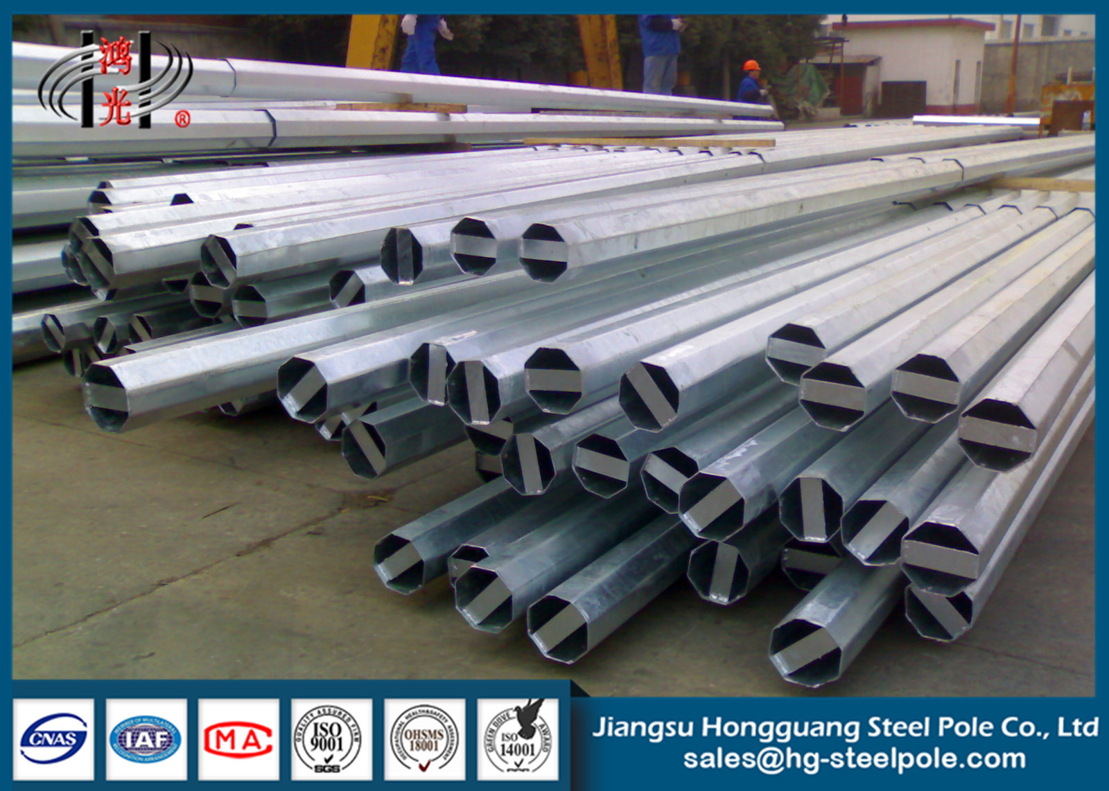 13.8 KV 69 KV Galvanized Steel Poles for Philippine Transmission