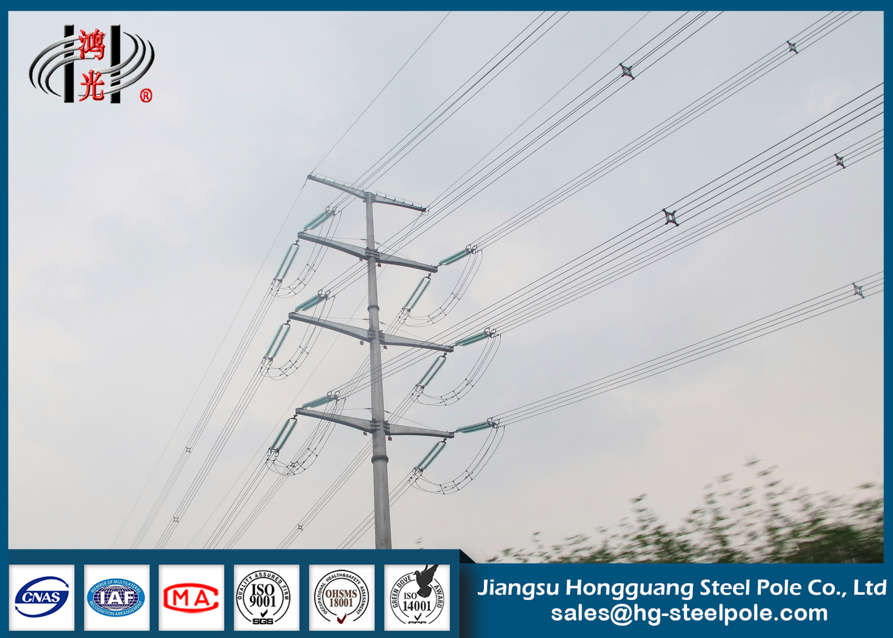 Custom 220KV Electrical Steel Power Transmission Poles , Electrical ...