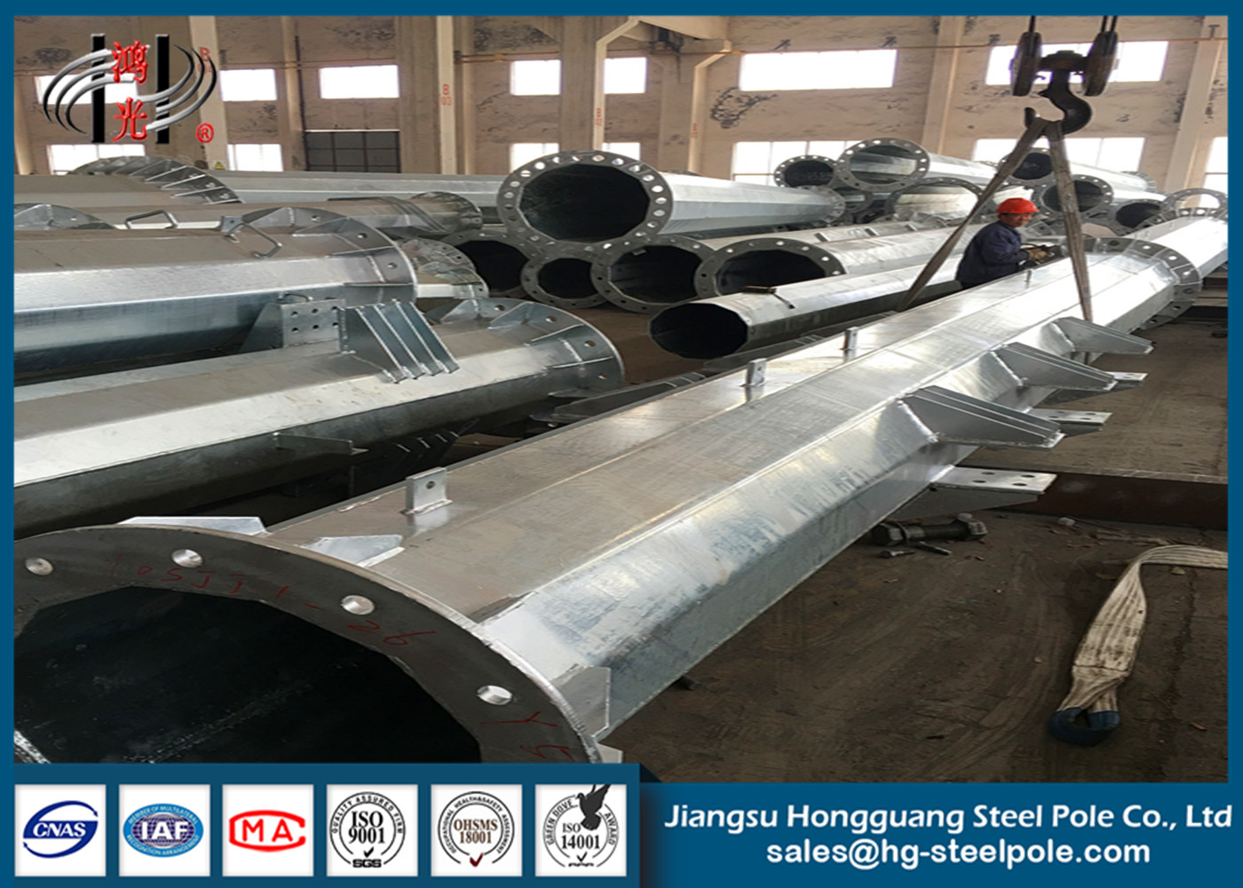 10 - 220KV hot dip galvanized Steel Transmission Electrical Power Pole ...
