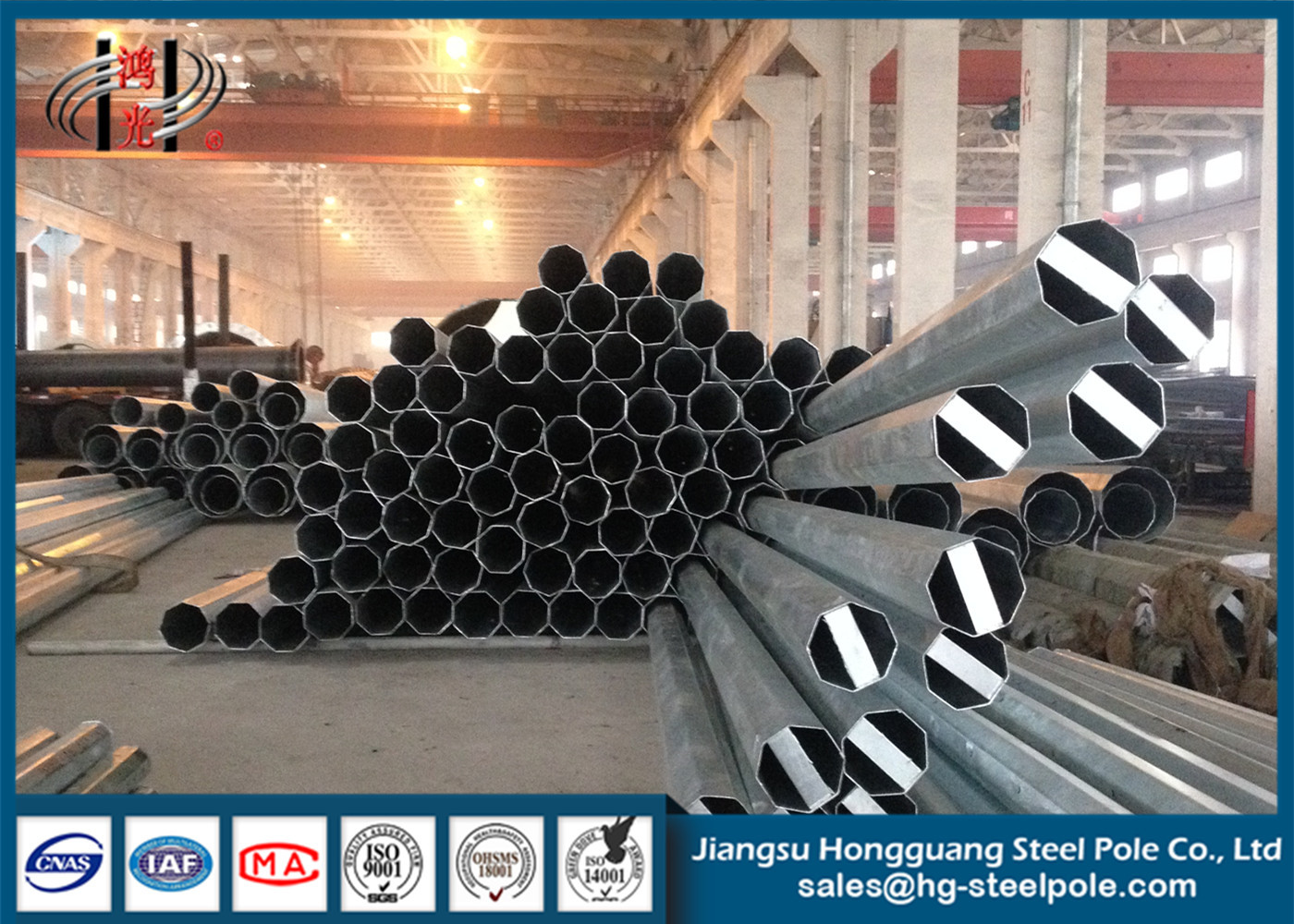 Minimum Yield Strength 345 MPA Steel Conical Steel Utility Poles 25m ...