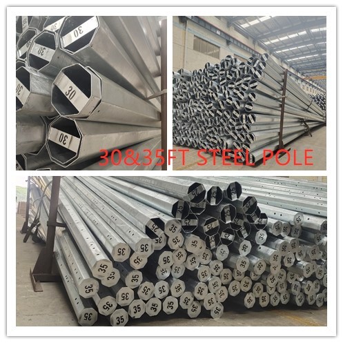 30-35ft NEA Standard Galvanized Steel Tubular Pole For Transmission ...