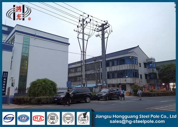 9m 30ft Power Transmission Poles Bitumen Painted 69kv Electric Steel Pole