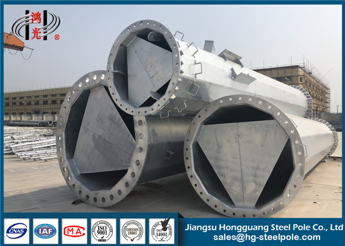 90FT Tapered Steel Tubular Pole With Bitumen Painted , 235-460Mpa ...
