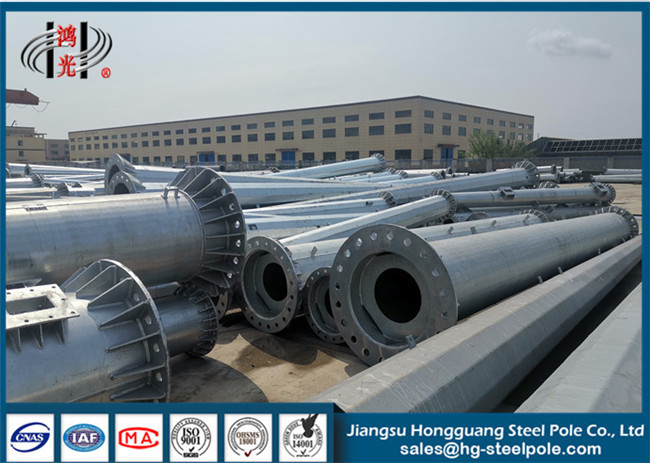 Dodecagonal Electric Galvanized Steel Pole / Long Steel Power Pole