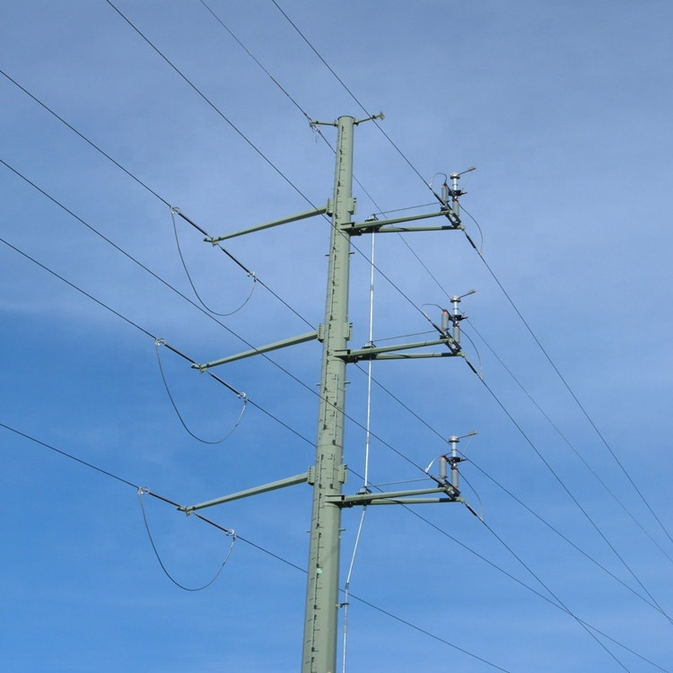 Flange Connection Galvanized Electrical Poles For Power Transmission