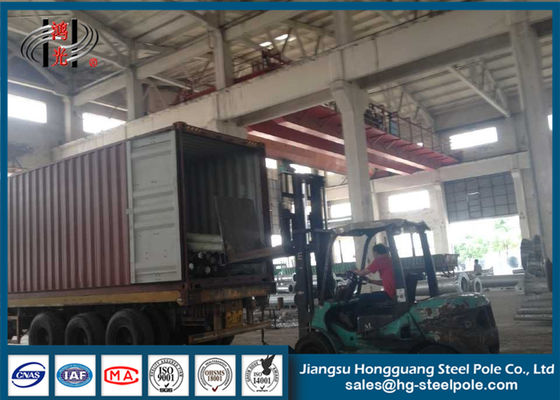 H15M Double Circuit Electrical Power Pole With Bitumen Treatment , ISO 9001