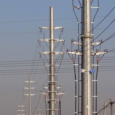Flange Connected Steel Power Electrical Utility Poles For Power ...