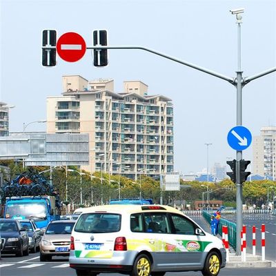 Tapered Round Traffic Sign Poles With Single or Double Outreach Arms