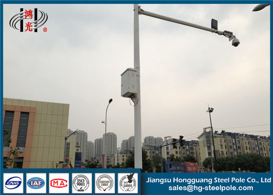 Telescopic Camera Mast Pole Galvanized Steel Monitor Poles With Four - Arm