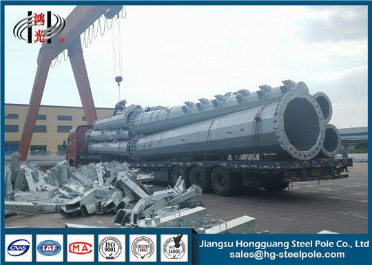 Steel Flange Connection Type Electrical Power Pole , Galvanized Pole ...