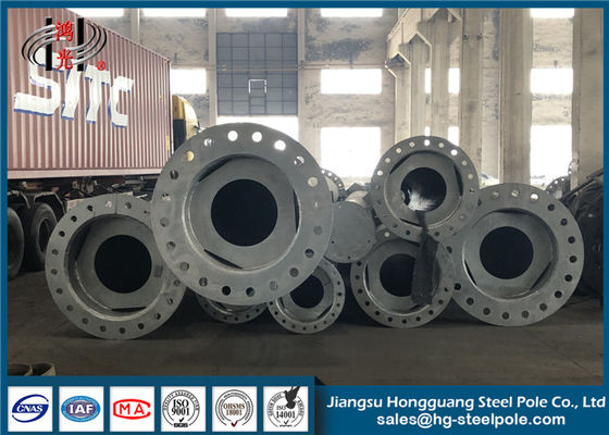 NEA Standard Polygonal Transmission Steel Tubular Pole Overlap / Flange ...