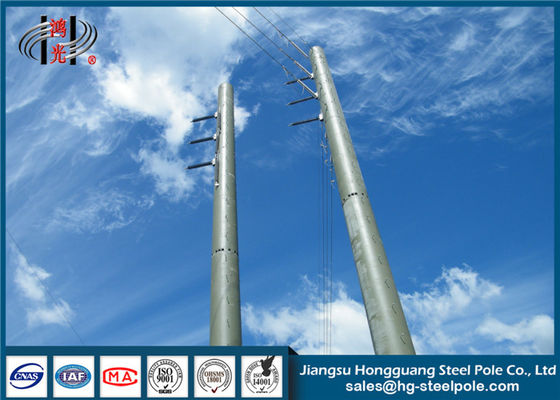 Electric Power Transmission Steel Utility Poles Custom Color For 3mm ...