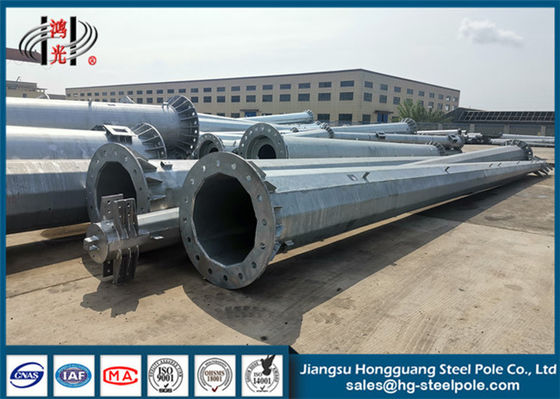 Dodecagonal Electric Galvanized Steel Pole / Long Steel Power Pole