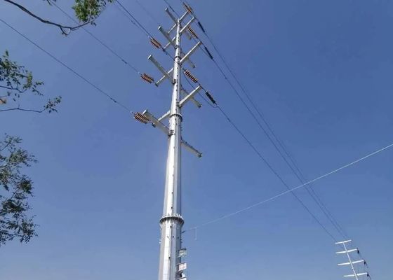 Electrical Steel Transmission Line Tubular Power Pole With Anchor Bolt Q235