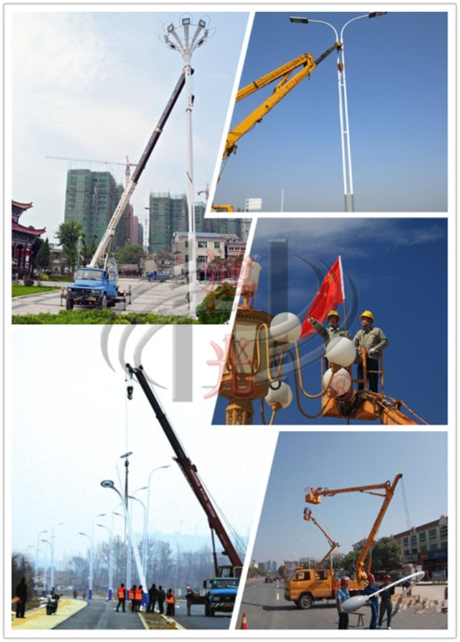 Triple Outreach Arms Street Lighting Poles Columns 13m For Seaport Lighting