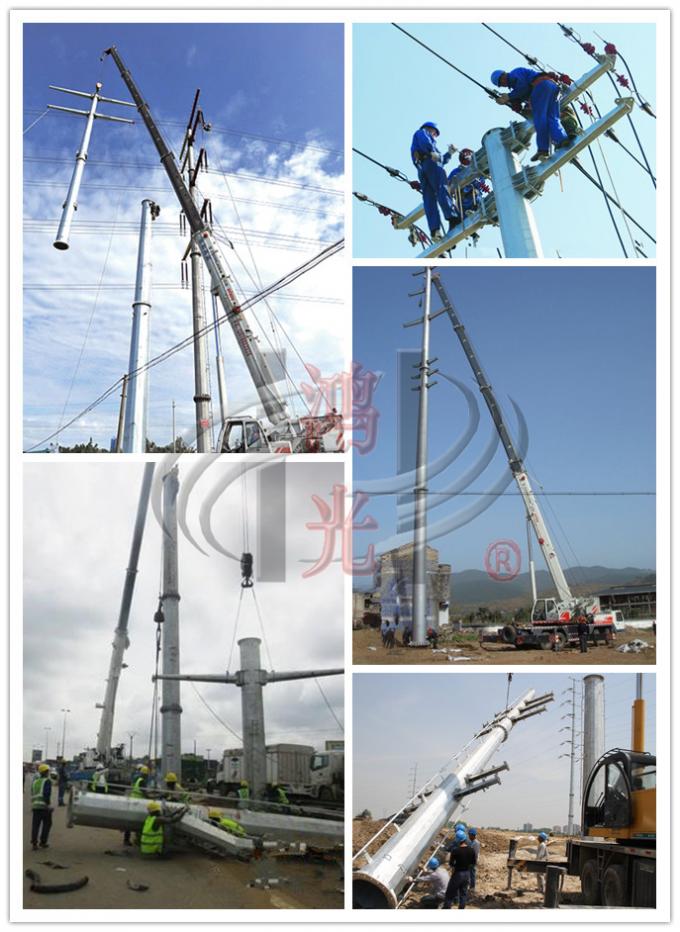 220KV Galvanized Polygonal Street Electric Service Pole