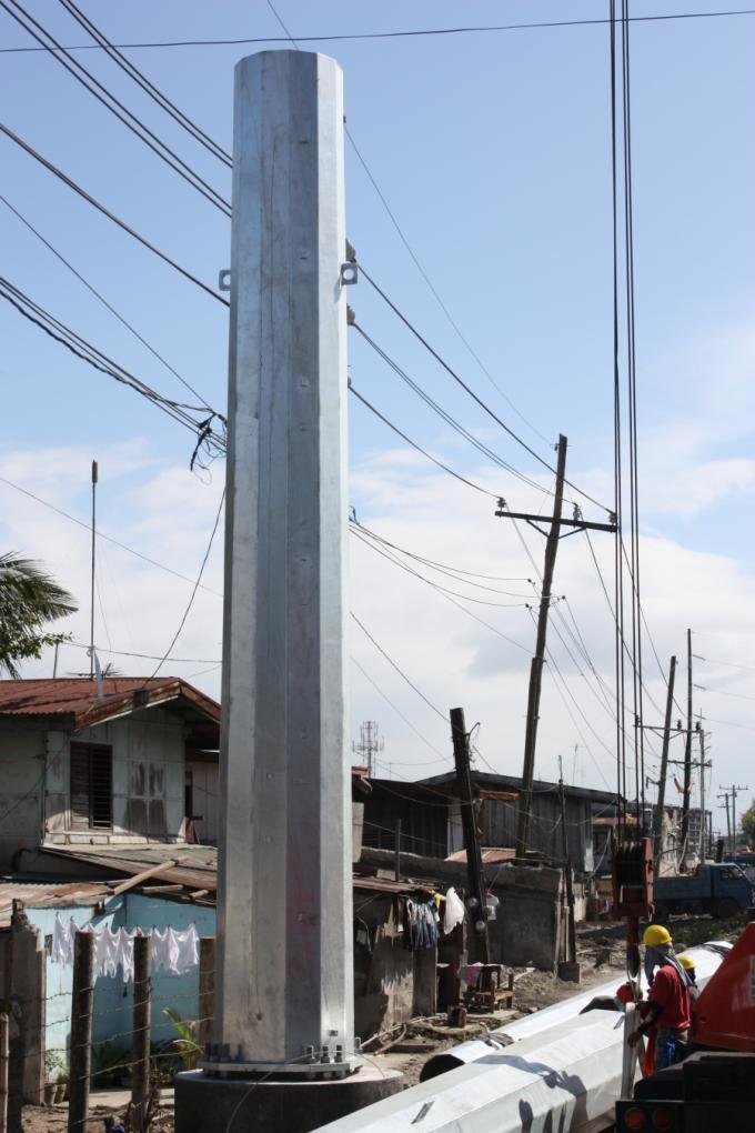 Flange Connected Single Circuit Steel Power Pole Power Distribution Poles