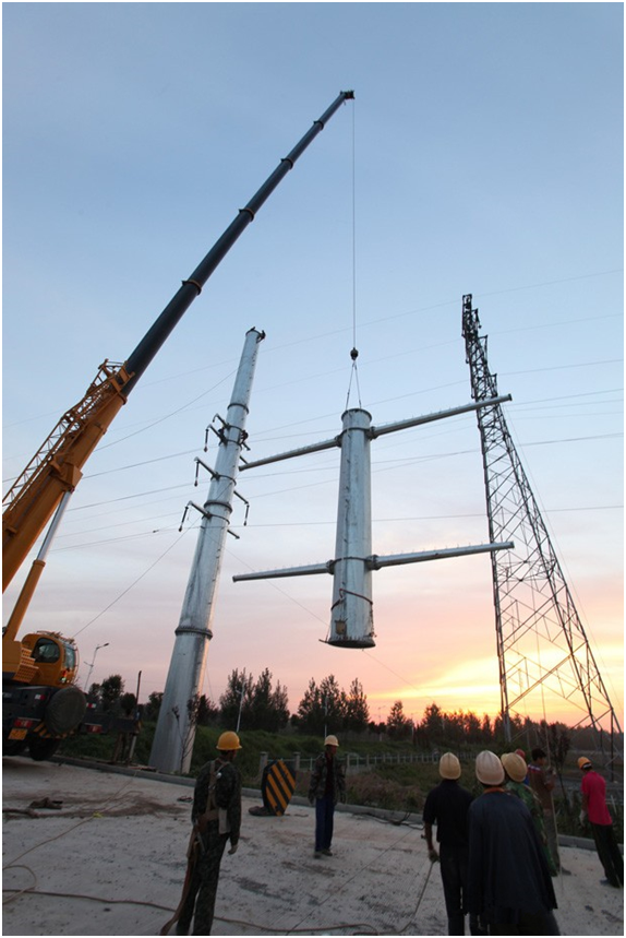 35KV Zinc Coated Steel Electric Power Pole For Electric Transmission ...