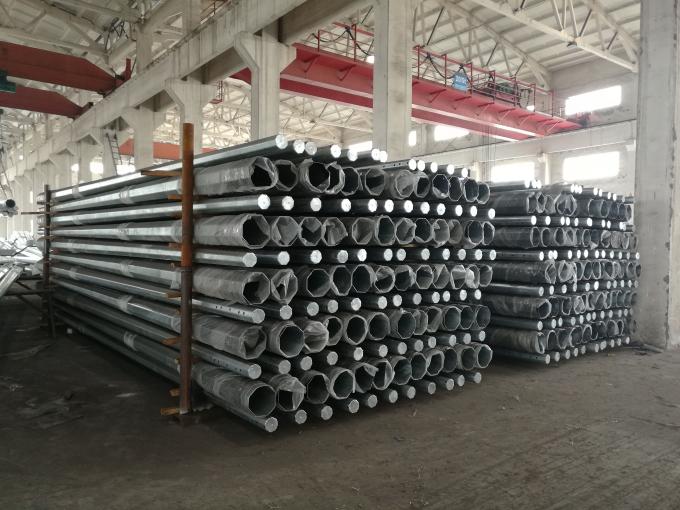 Hot Dip Galvanized Tubular / Tapered Transmission Line Pole With ...