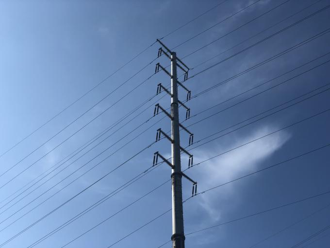 220KV Hot Dip Galvanized Steel Power Pole With Cross Arms , ODM / OEM ...