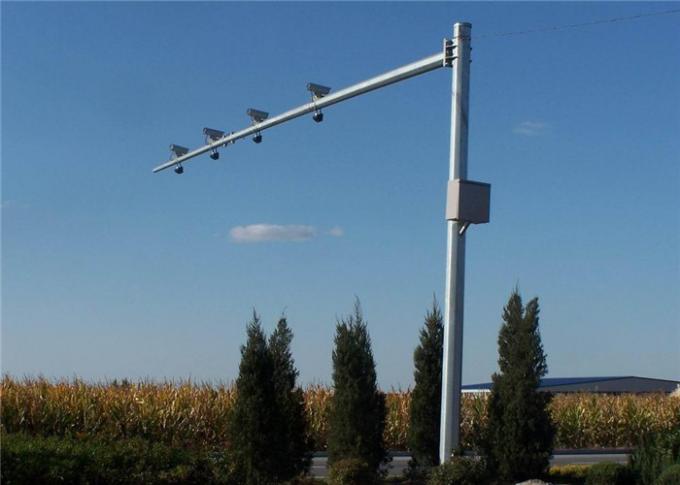 Security Telescoping CCTV Camera Pole Attachments Galvanized Steel Pole