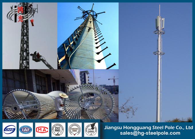 Powder Coated Round Steel Utility Telecommunication Poles with Lighting Rod