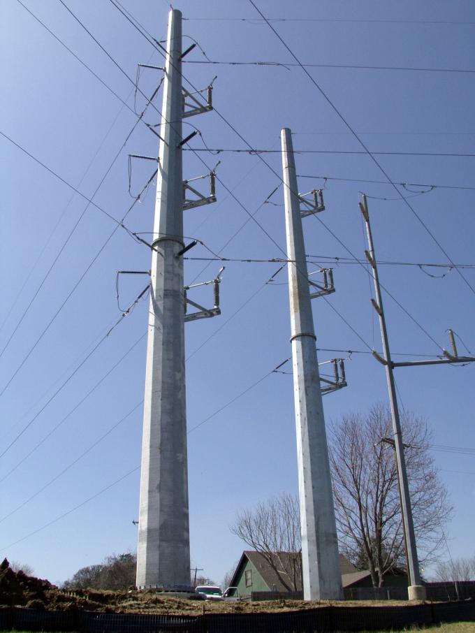 110KV Polygonal Pole , Galvanized Steel Pole For Electrical Power ...