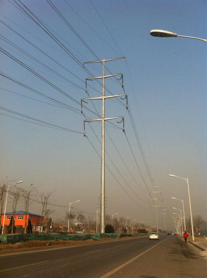 Electric Overhead Transmission Line Pole Double Circuits 110KV In ...